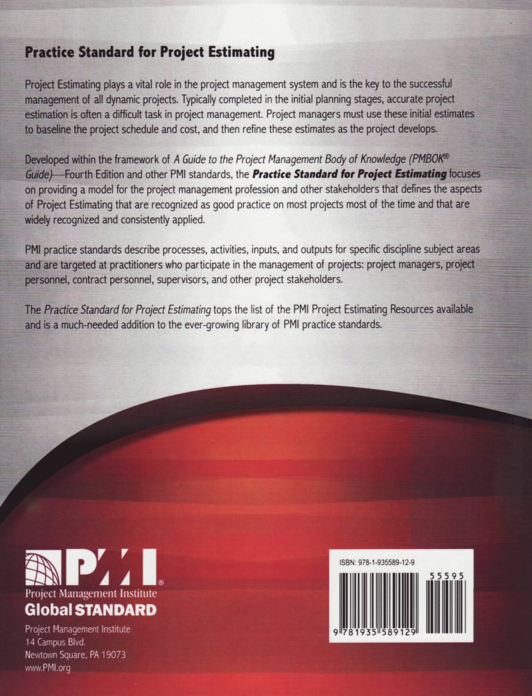 Project Standard for Project Estimating – PMI Thailand Chapter Store